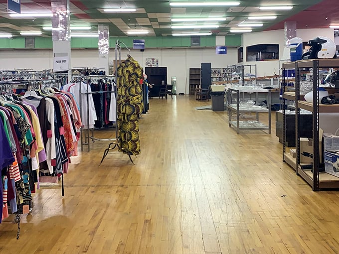 What looks like simple clothing racks actually contains fashion gold mines. Designer labels hiding in plain sight!