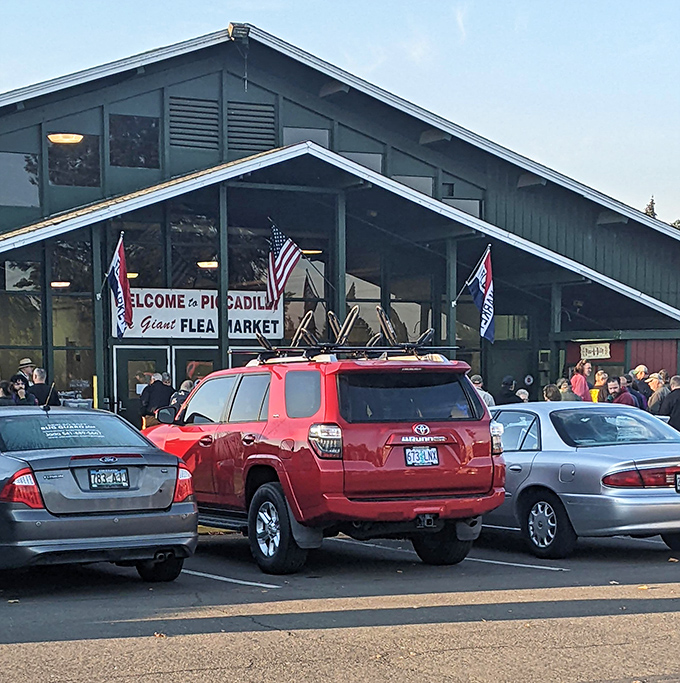 That blue building beckons like a siren song to bargain hunters - resistance is futile, friends! 