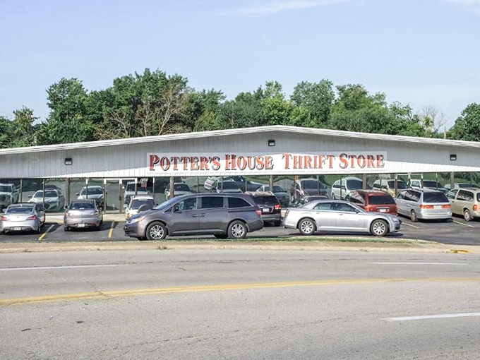 This isn't just a thrift store—it's a thrift empire with enough parking to suggest they're expecting a bargain rush hour.