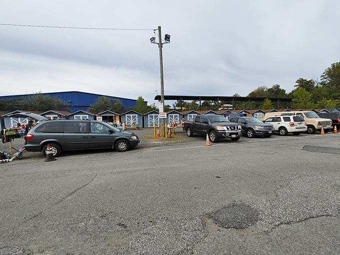 Colorful work clothes hang like flags announcing bargains that would make any budget-conscious shopper dance. 