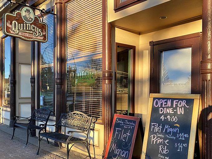 The chalkboard specials tell you everything you need to know: one perfect cut, done right, every night.