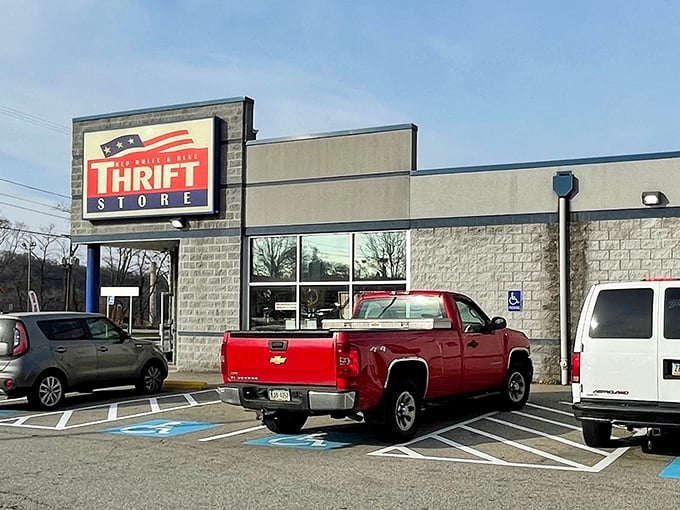 "The unassuming exterior hides a wonderland within. Red White & Blue's parking lot is just the beginning of your adventure."