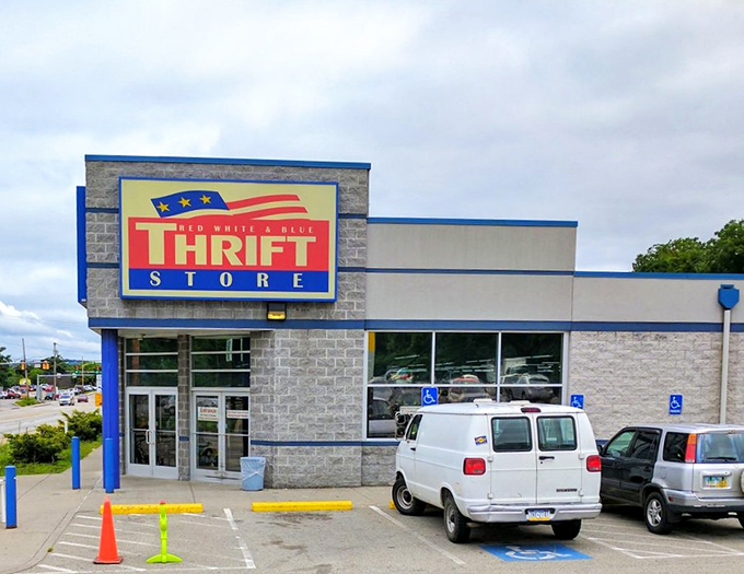 The patriotic exterior promises American-sized bargains inside, and Red, White & Blue delivers in spectacular fashion.