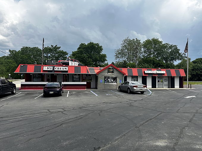 This classic roadside stop proves that sometimes the best things come in bright, cheerful packages with "ICE CREAM" on top.
