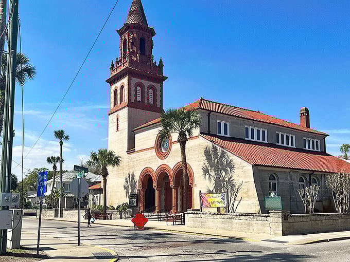 This isn't a movie set - it's St. Augustine's historic architecture standing proudly against the Florida sky, like European elegance on a beach vacation.