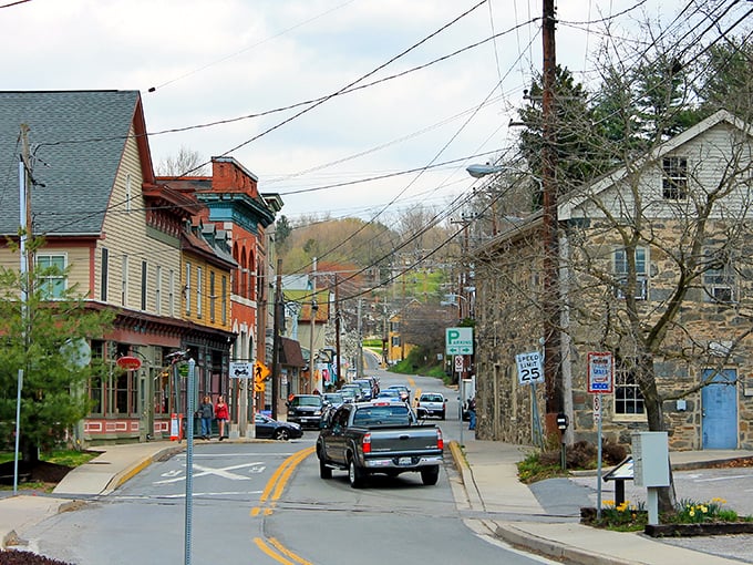 The historic stone buildings of Sykesville stand as sturdy and reliable as the community itself. Small-town America at its most photogenic!