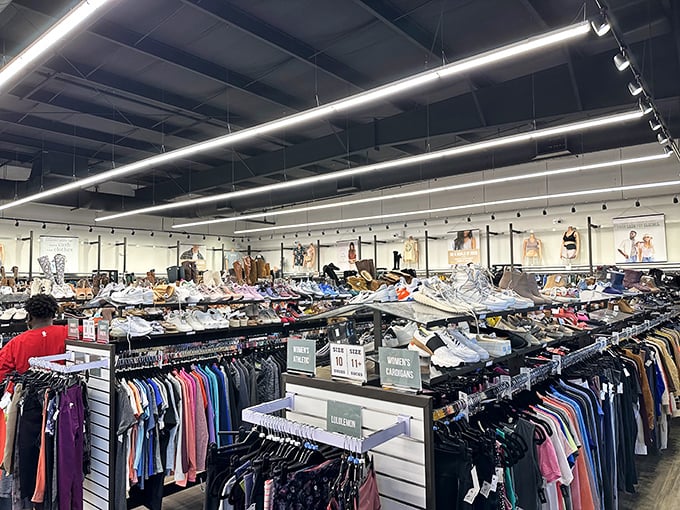 Where yesterday's impulse buys become today's bargains. Uptown Cheapskate's interior is a sea of organized fashion waiting to be discovered.