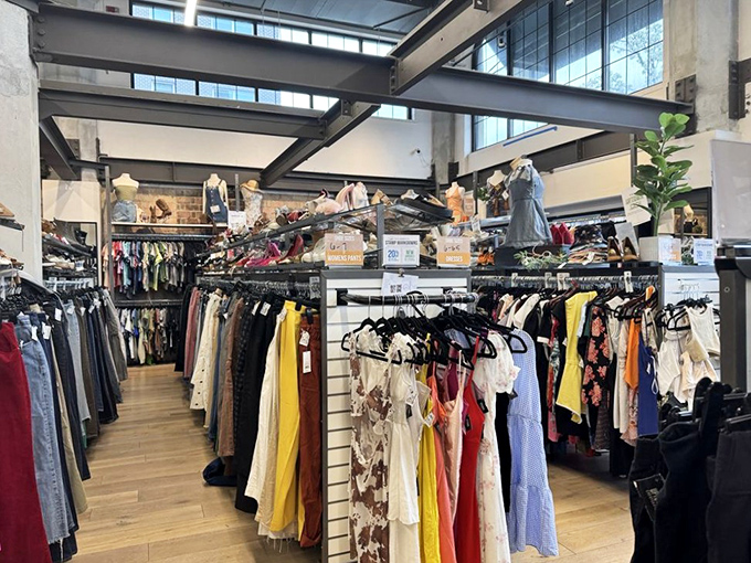Fashion heaven awaits inside! Racks of carefully curated clothing prove secondhand doesn't mean second-best.