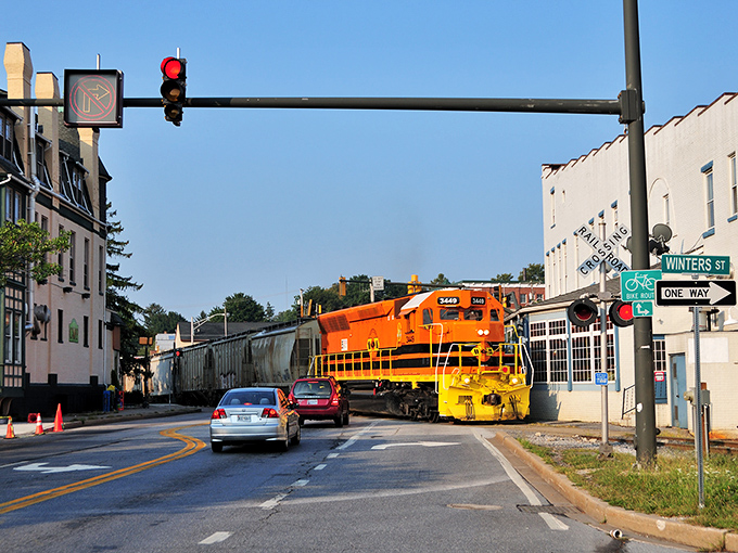 In Westminster, even the crosswalks feel nostalgic. This is Main Street America at its most authentic and inviting.