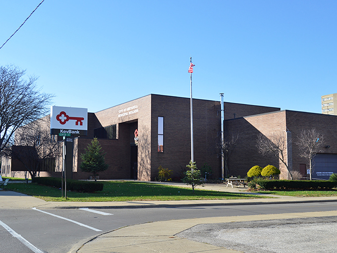 Ashtabula's City Hall stands as a no-nonsense brick testament to practical Midwestern governance – where your tax dollars don't go toward architectural showing off.