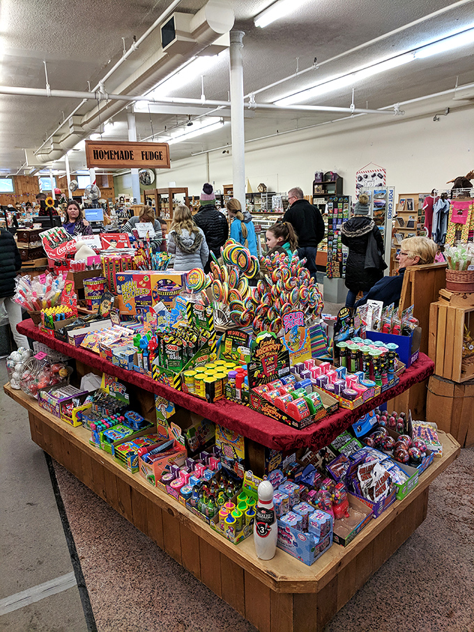 A colorful explosion of confectionery chaos that would make Willy Wonka jealous. This display is what dietitians see in their nightmares.