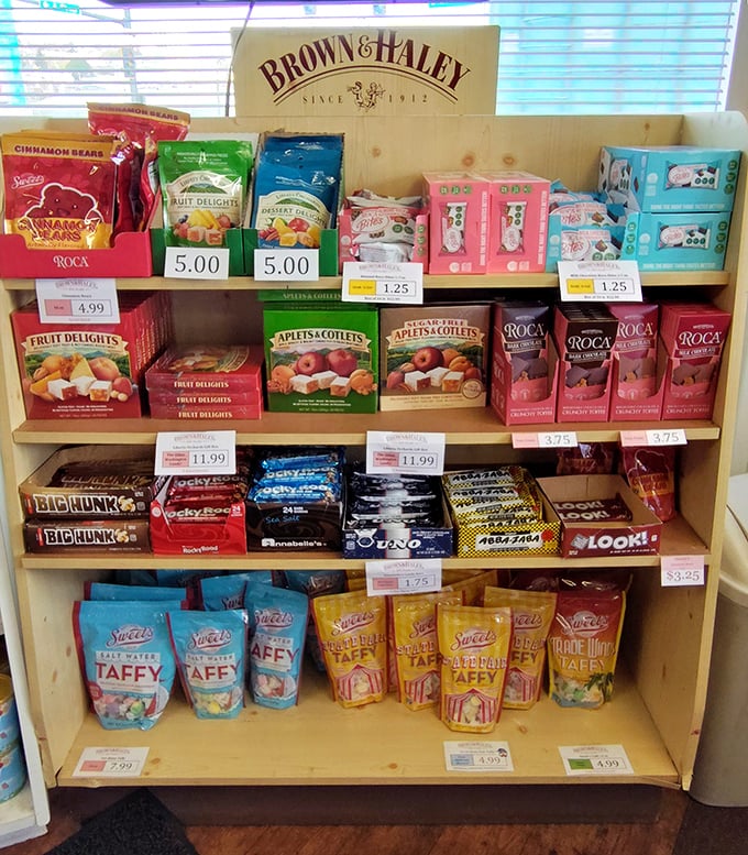 A wooden wonderland of confectionery options that would make Willy Wonka himself stop and take notes.