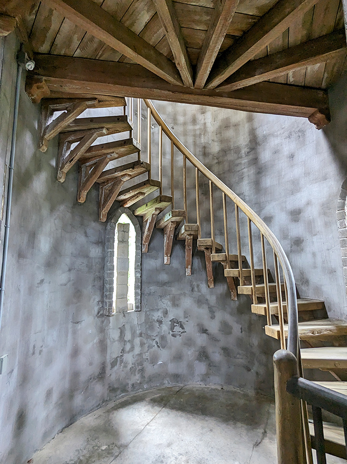 This spiral staircase isn't just functional&mdash;it's a wooden masterpiece that invites you upward on a journey through time and space.