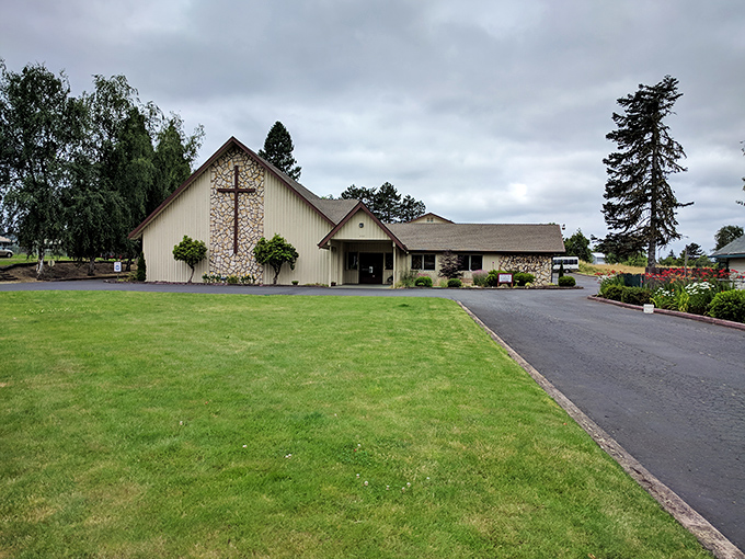 This charming stone-accented church proves that in Silverton, even spiritual sanctuaries embrace that cozy, "welcome home" aesthetic.