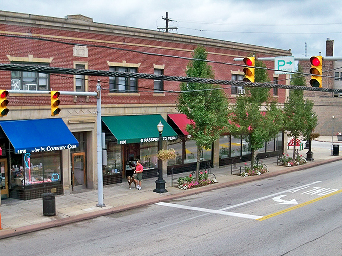 Coventry Village storefronts invite pedestrians to linger, shop, and dine. The colorful awnings are like a welcome committee that never asks for dues.
