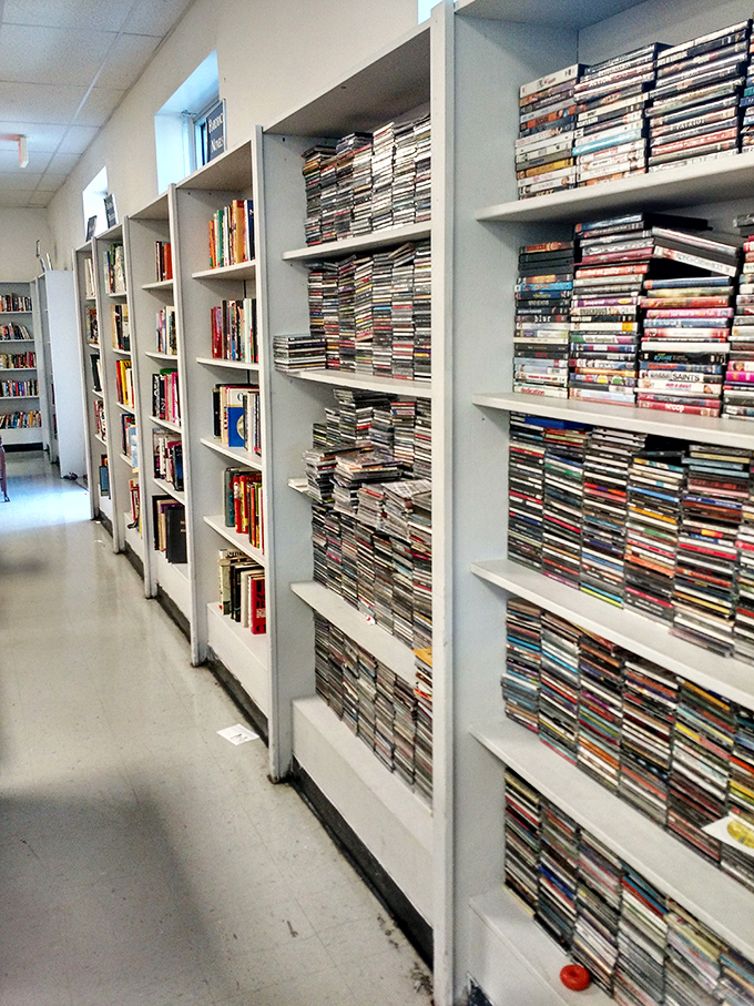 The media section rivals any vintage entertainment store. From forgotten classics to yesterday's blockbusters, these shelves are a nostalgic time capsule waiting to be explored. 