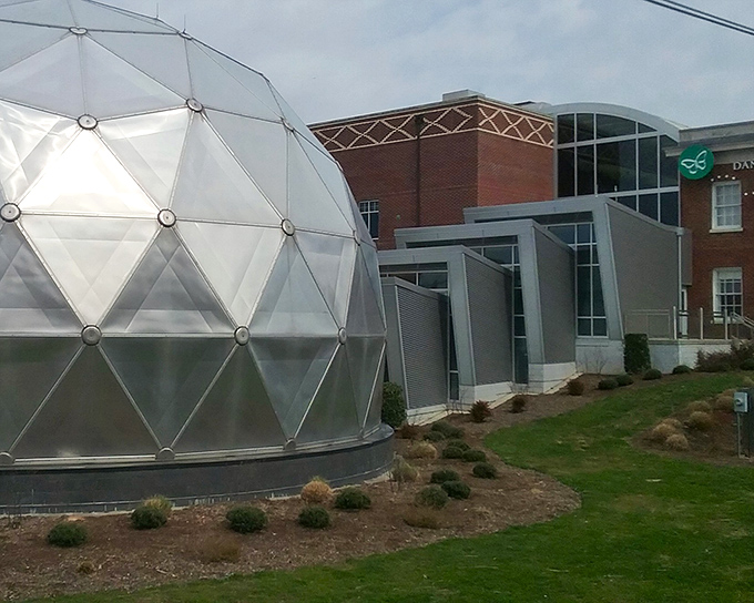 Science meets spectacle at Danville's geodesic dome, where this futuristic bubble seems delightfully out of place against its traditional brick neighbor.