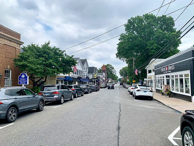 Main Street Essex doesn't need neon or billboards to announce its charm &ndash; just historic buildings, American flags, and that unmistakable small-town swagger.