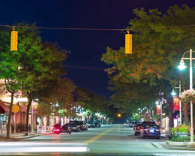 East Tawas after dark transforms into a gentle glow of possibility. The street lights illuminate just enough while leaving room for stargazing.