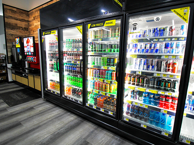 A rainbow of refreshment awaits in the drink coolers, where thirsty hikers can fuel up before tackling Pike's Peak without emptying their wallets on hydration.