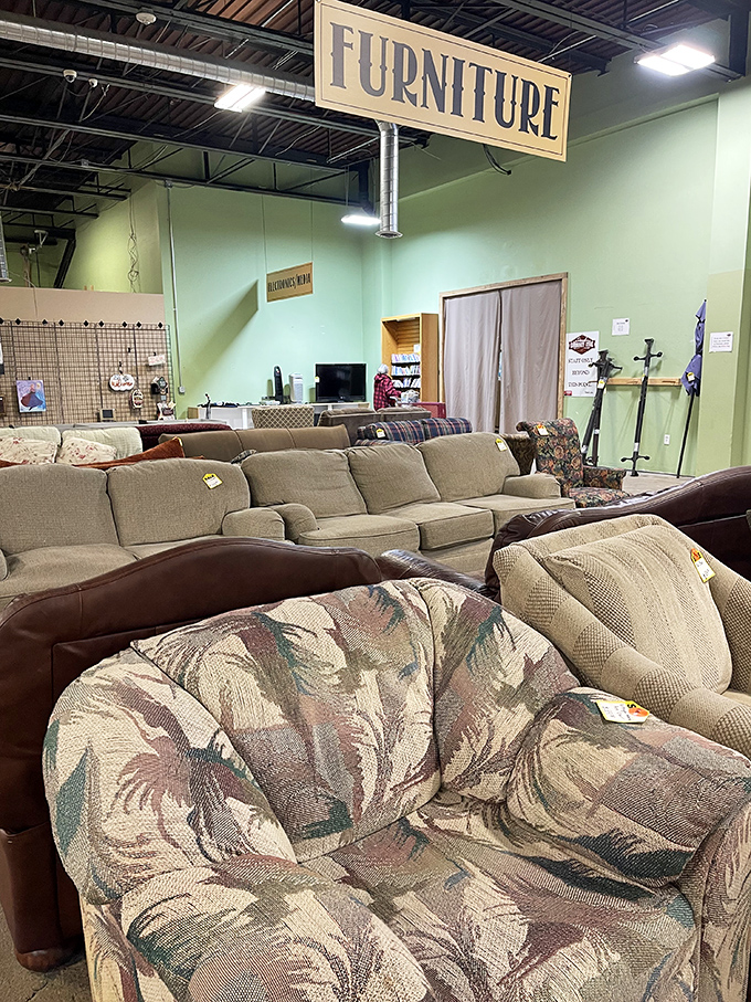 Sofa heaven! More comfortable seating options than a furniture showroom, but at prices that won't give you sticker shock. 