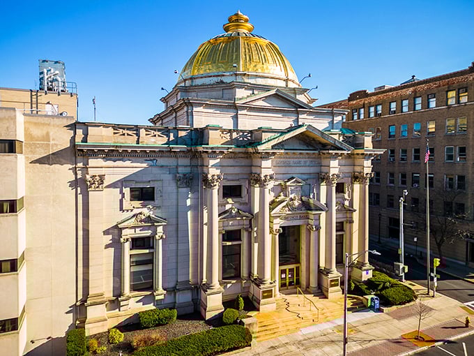 Grace Church's soaring spire stands sentinel among modern buildings, a Gothic reminder that in Utica, history and progress have always been good neighbors. 