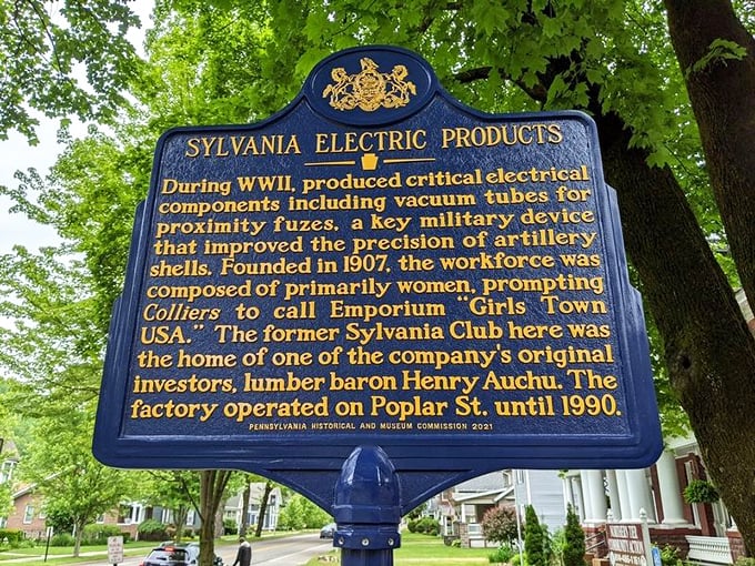 This historical marker tells the surprising story of "Girls' Town USA," where women powered the war effort making vacuum tubes that helped win WWII.