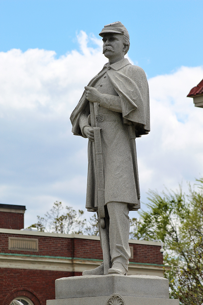 This stoic Civil War soldier statue stands as a silent sentinel to history, watching over Winthrop with the same steadfast gaze for generations.