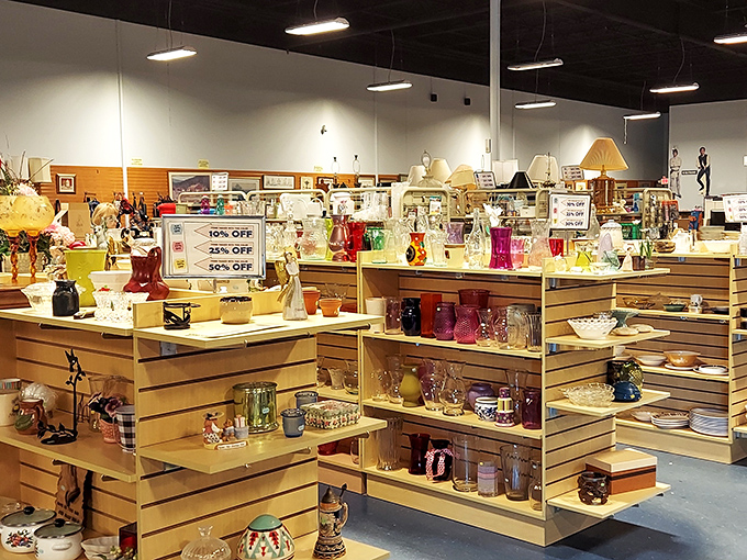 The home d&eacute;cor section gleams with potential, from vintage glassware to quirky conversation pieces. Each shelf tells a different story, waiting for you to continue the narrative.