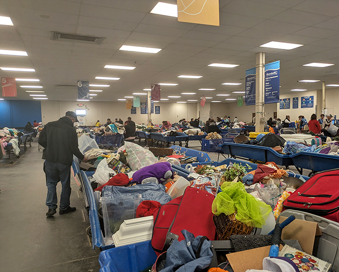 The organized chaos of the bin system in full swing&mdash;where one person's castoffs become another's prized discoveries.