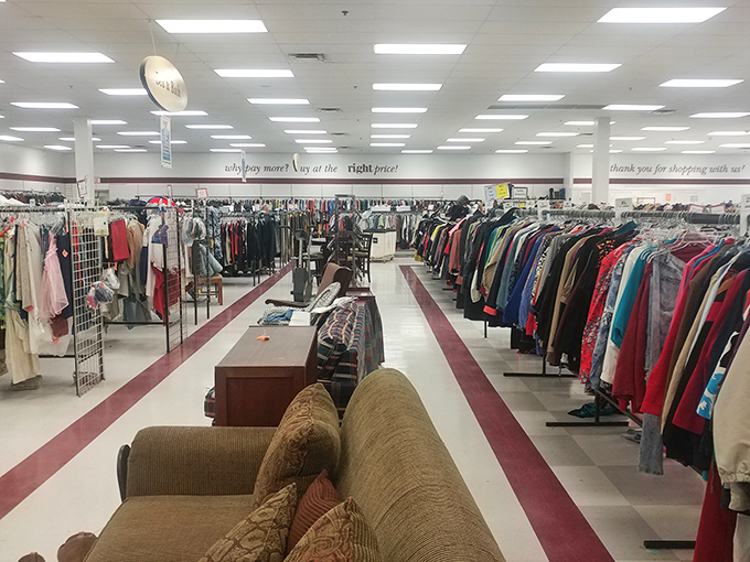 Endless racks stretch toward retail infinity. This isn't just shopping&mdash;it's a treasure hunt with better lighting and no sand in your shoes.