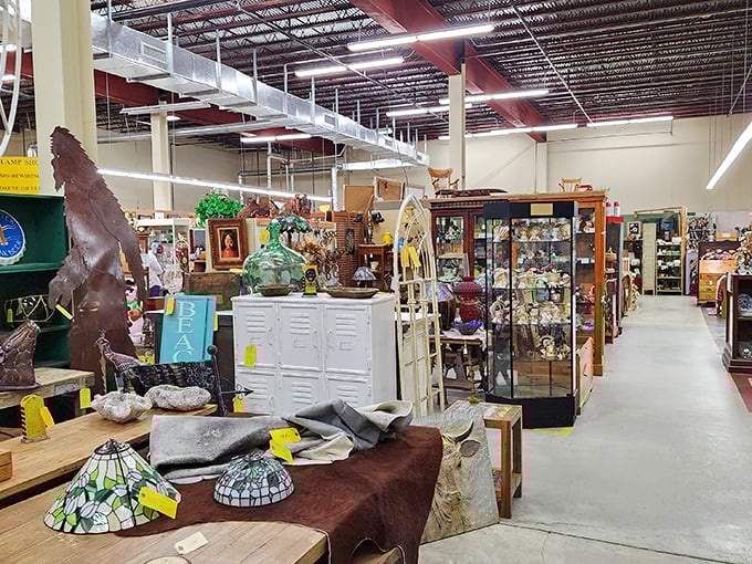 Aisle after aisle of carefully curated curiosities. The Narnia of antiques where time expands and wallets contract.