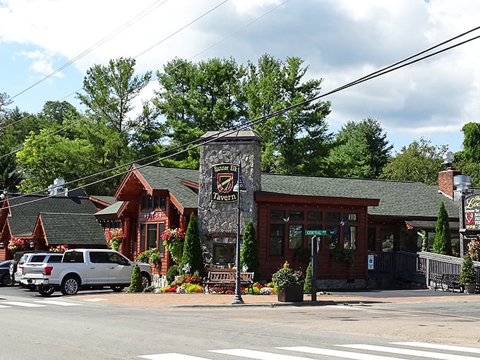 The Kiwanis Club tavern proves mountain folks know comfort food isn't just sustenance—it's an art form. Those hanging flower baskets aren't just pretty; they're a promise of hospitality.