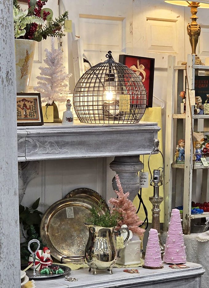 This isn't just a lamp display&mdash;it's a time capsule of illumination history. That wire birdcage pendant light would make any design show host swoon.