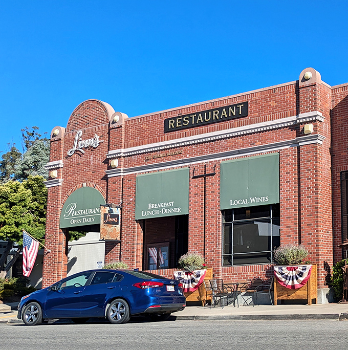 Linn's Restaurant, housed in this historic brick building, is where locals gather for that legendary olallieberry pie worth driving hours for.