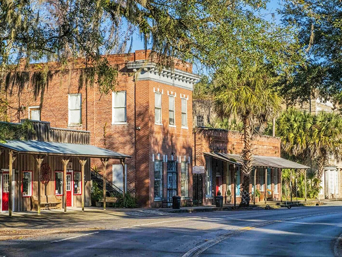 The white clapboard charm of Micanopy's buildings feels like stepping into a movie set where small-town America never went out of style.