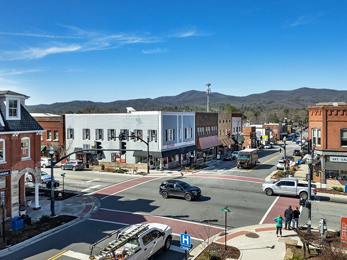 Brevard's downtown vista showcases the perfect blend of historic architecture and mountain backdrop&mdash;like a Norman Rockwell painting with better coffee options.