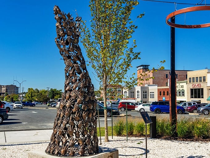 This isn't just public art&mdash;it's a community of hands reaching skyward, much like your Social Security check might do in a place this affordable.