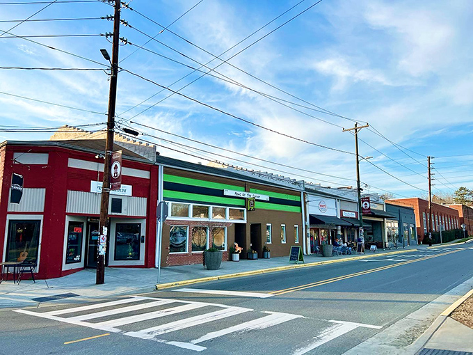 Colorful storefronts line Hillsborough's streets like a real-life movie set where modern businesses thrive in buildings that have witnessed generations come and go.