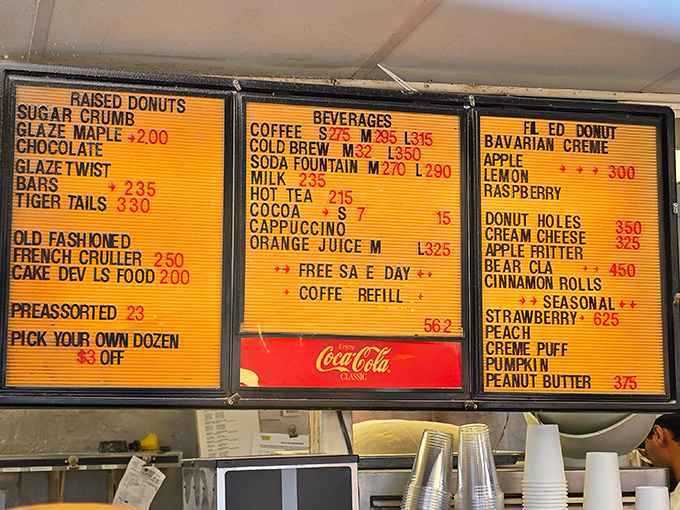 The menu board tells a sweet story of possibility&mdash;each line item a doorway to potential happiness.