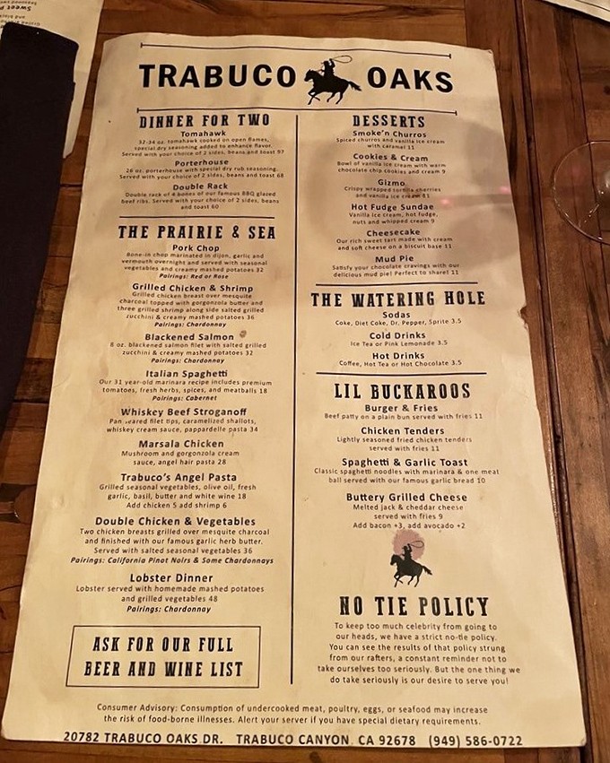 This isn't a menu&mdash;it's a declaration of carnivorous intent. The "NO TIE POLICY" warning at the bottom isn't just cute; it's enforced with scissors and a sense of ceremony.