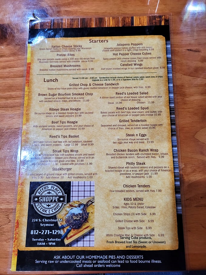 A menu that reads like poetry to meat lovers. The Brown Sugar Bourbon Smoked Chop is practically begging to be ordered.