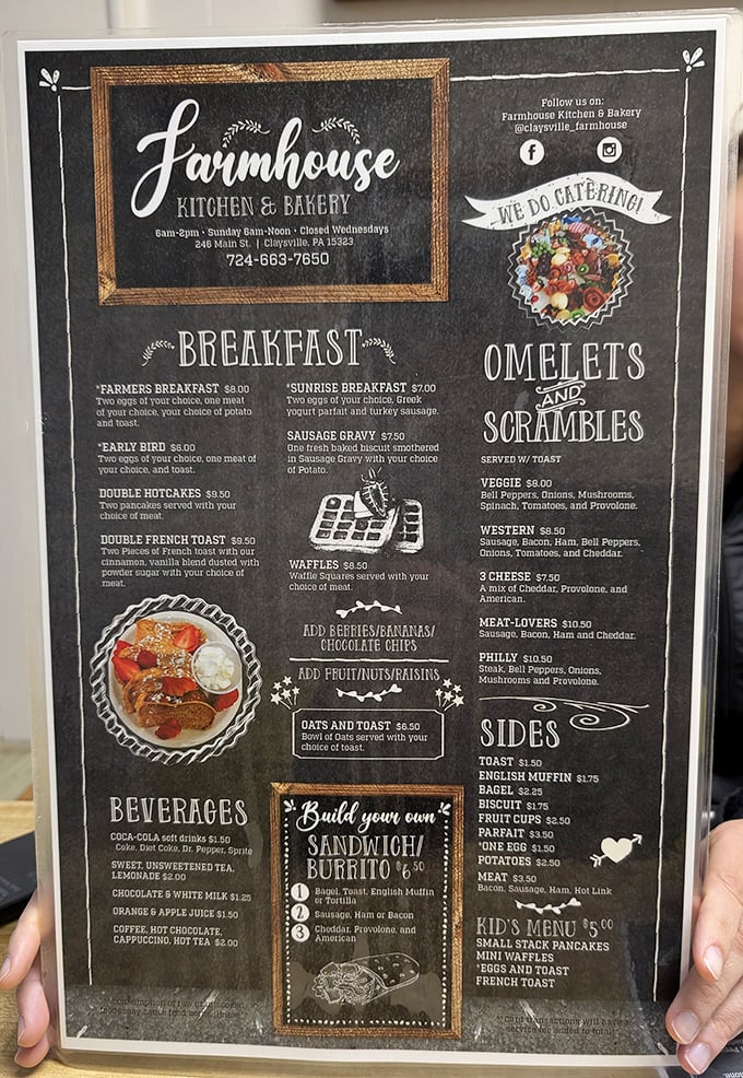 This menu isn't just a list of food &ndash; it's a roadmap to happiness with stops at Omelet Town, Waffle Junction, and the Republic of French Toast.