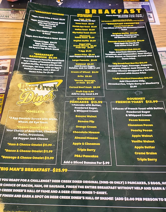 A menu that reads like a love letter to breakfast enthusiasts, with options that make decision-making the hardest part of your morning.