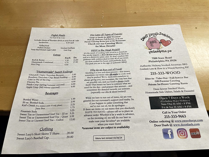 A menu that gets straight to the point&mdash;no fancy descriptions needed when the star of the show is slow-smoked meat that speaks for itself.