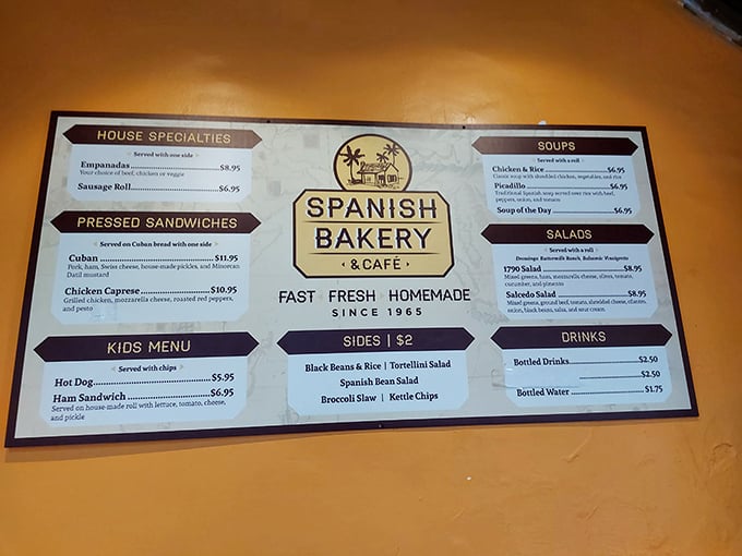 Menu boards: where dreams meet decisions. This one promises Cuban sandwiches that could spark diplomatic relations between Miami and Havana.