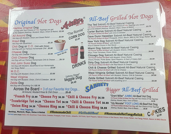 This menu isn't just a list&mdash;it's a roadmap to flavor town with destinations like "The Ronnie Corn Dog" calling your name.