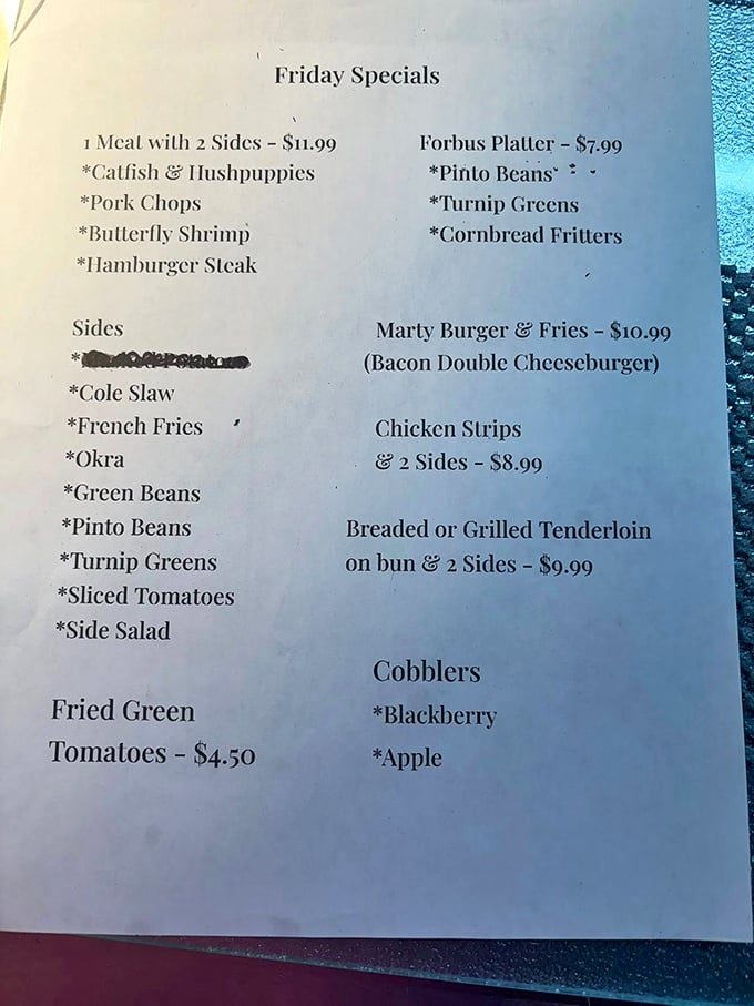 Friday's menu reads like a love letter to Southern comfort food&mdash;catfish, hushpuppies, and turnip greens that would make your grandmother nod in approval.