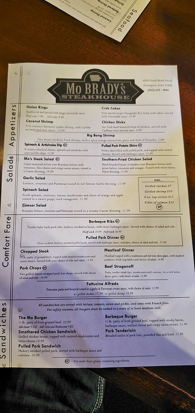 The menu reads like a love letter to comfort food classics. Each description promises a journey worth taking.