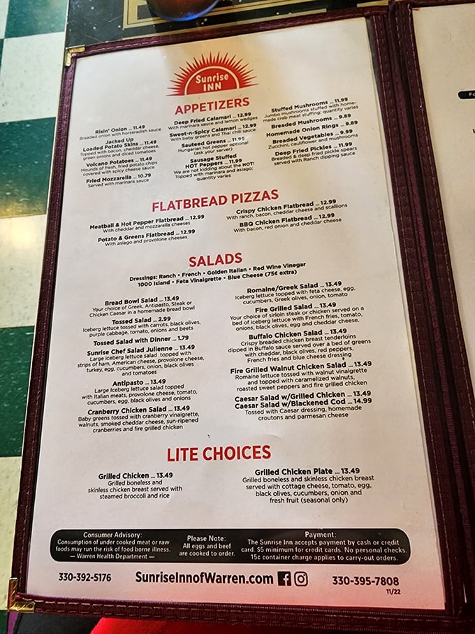 The menu reads like a love letter to Italian-American cuisine. "Volcano Potatoes" might be the most intriguing second date I've ever been offered.